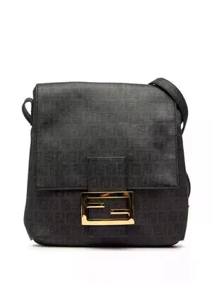 Fendi Zucchino Spalmati Crossbody Bag - Black