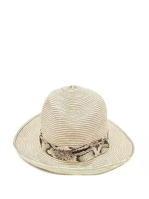 Roberto Cavalli Straw Hat With Snakeskin Ribbon