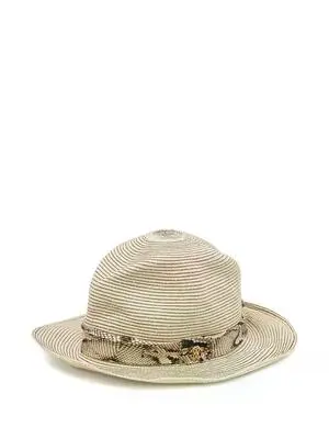 Roberto Cavalli Straw Hat With Snakeskin Ribbon