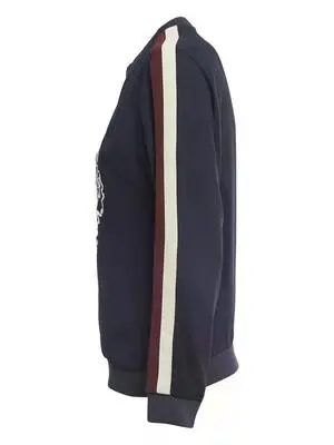 Kenzo Tiger-embroidered Sleeve-stripe Sweatshirt - Blue