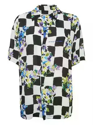 Off-White Floral Check Shirt - Black