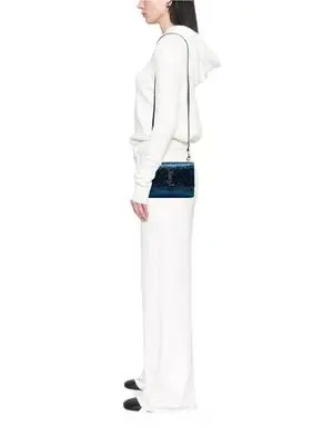 Saint Laurent 2016 Small Glittered Leather Monogram Sunset Crossbody Bag - Blue