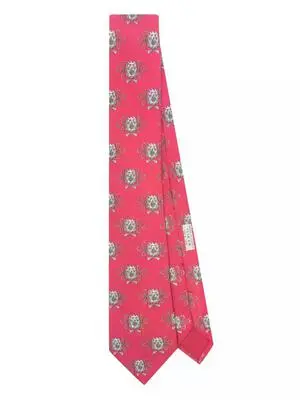 Hermès 2000s Drum-patterned Silk Tie - Red