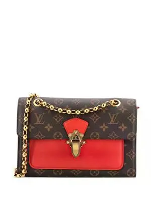 LOUIS VUITTON Victoire Handbag Monogram Canvas And Leather Shoulder Bag - Brown
