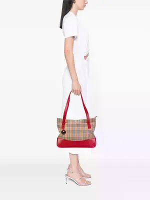 Burberry Haymarket Check Canvas Tote Bag - Brown