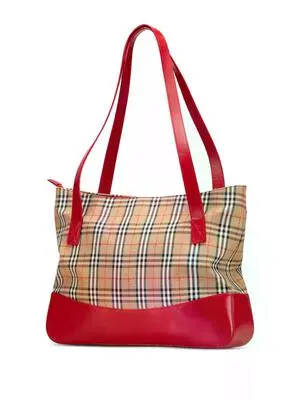 Burberry Haymarket Check Canvas Tote Bag - Brown