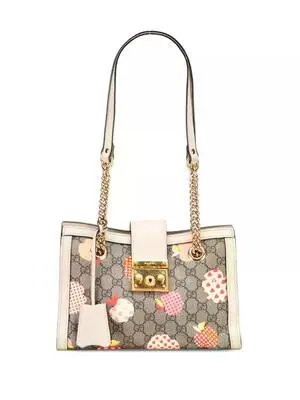 Gucci Gg Supreme Apple Heart Padlock Tote Bag - Brown