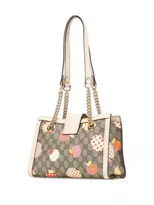 Gucci Gg Supreme Apple Heart Padlock Tote Bag - Brown