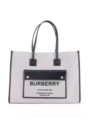 Burberry Freya Shopping Canvas Tote Bag - Neutrals