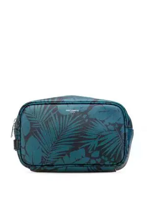 Saint Laurent Grain De Poudre Tropical Palm Pouch - Blue