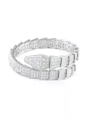 BVLGARI 18k Gold Serpenti Viper Diamond Bracelet - White