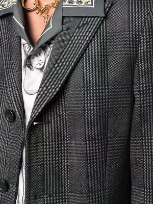 Versace 2000s Plaid Check Single-breasted Coat