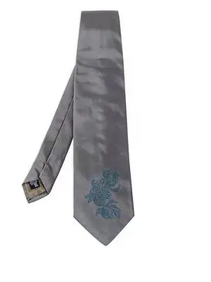 Emporio Armani Embroidered Silk Neck Tie - Grey