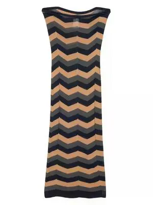 Versace 2000s Chevron-knit Midi Dress