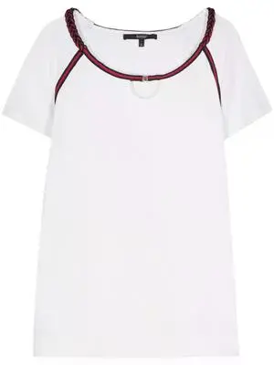 Gucci 2000s Web-stripe Cut-out Blouse - White