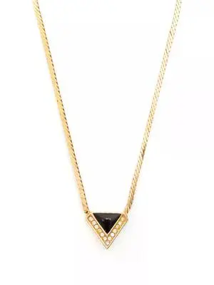 Dior 1990s Rhinestone-embellished Chain Necklace - Gold