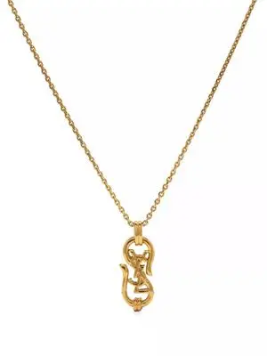 Saint Laurent 1990s Cassandre-logo Pendant Necklace - Gold