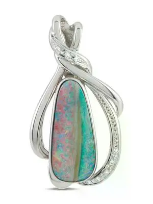 LB EXCLUSIVE Platinum Diamond And Opal Pendant - Silver