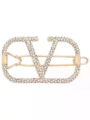 Valentino Garavani Vlogo Signature Swarovski-crystal Hair Clip - Gold