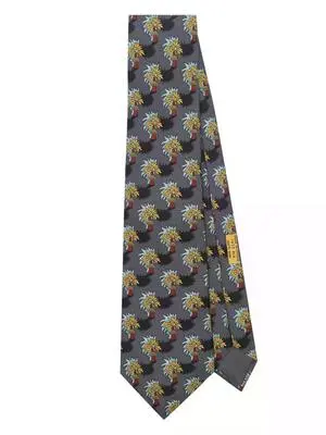 Hermès 2000s Graphic-print Silk Tie - Grey