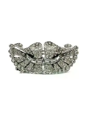JENNIFER GIBSON JEWELLERY 1930s Double Dress Clip Brooch - Silver