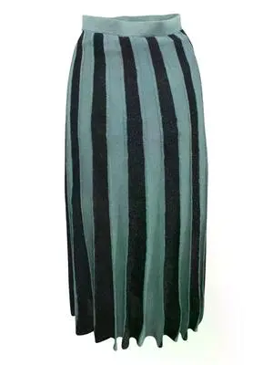 Sandro Pleated Striped Midi Skirt
