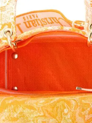 Dior Toile De Jouy Lady D-lite Embroidered Canvas Tote Bag - Orange