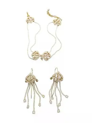 Dior 2000s Faux-pearl Necklace And Earrings Set - Gold