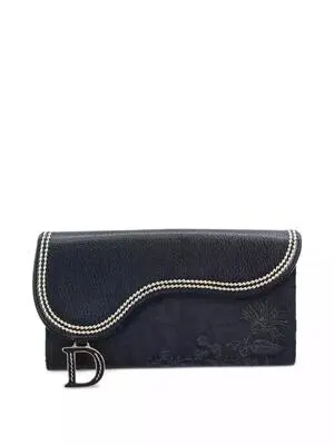 Dior 2005 Trotter Embroidered-detail Wallet - Black
