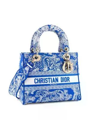 Dior Lady D-lite Embroidered Canvas Tote Bag - Blue