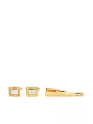 Dior 1990s Logo-engraved Tie Clip And Cufflinks Set - Gold