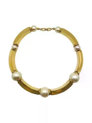 JENNIFER GIBSON JEWELLERY 1980s Napier Pearl Collar Necklace - Gold