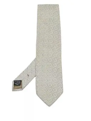 Giorgio Armani Geometric-pattern Tie - Grey