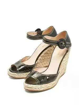 Prada 105mm Patent Wedge Espadrilles