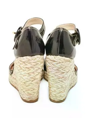Prada 105mm Patent Wedge Espadrilles