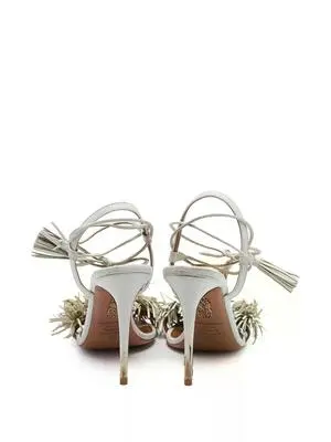AQUAZZURA 110mm Wild Thing Tassel Fringe Sandals - White