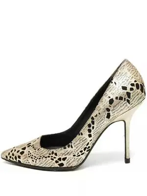 Burberry 105mm Metallic-printed Stiletto Pumps - Gold