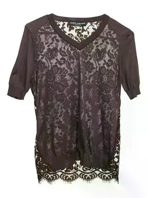 Dolce & Gabbana V-neck Top With Floral Embroidery