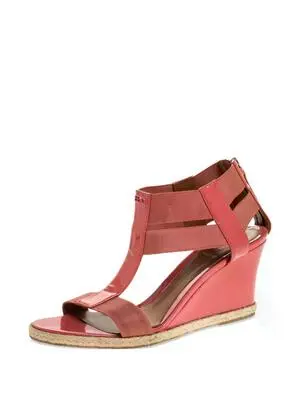 Fendi Patent Leather Wedge Sandals