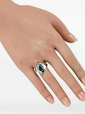 LB EXCLUSIVE Platinum Diamond And Sapphire Ring - Silver