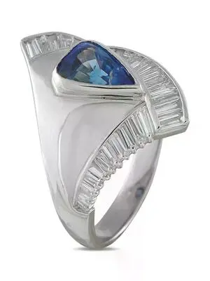LB EXCLUSIVE Platinum Diamond And Sapphire Ring