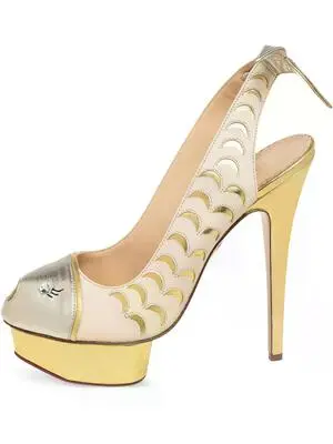 CHARLOTTE OLYMPIA 150mm Peep-toe Platform Slingback Heels - Yellow