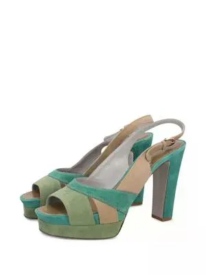 SERGIO ROSSI 100mm Suede Platform Slingback Sandals