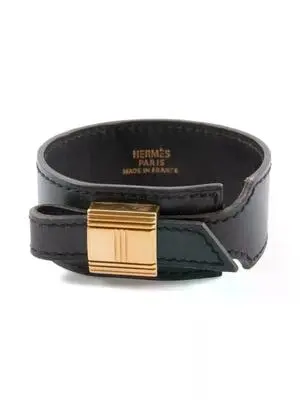 Hermès 1999 H Leather Bracelet - Black