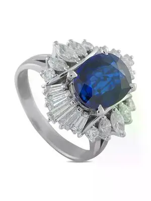 LB EXCLUSIVE Platinum, Diamond, And Sapphire Ring - Silver