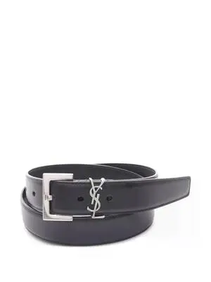 Saint Laurent 2020s Cassandre Logo Buckle Belt - Black