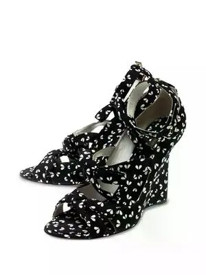 LOUIS VUITTON 110mm Bow-embellished Wedge Sandals - Black