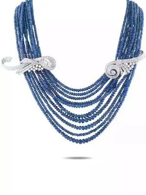 LB EXCLUSIVE 18k White Gold Diamond And Sapphire Necklace - Blue