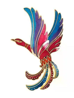 SUSAN CAPLAN 1980s Paradise Bird Brooch - Red
