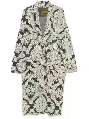 Gianfranco Ferre 1980s Paisley-jacquard House Coat - Grey